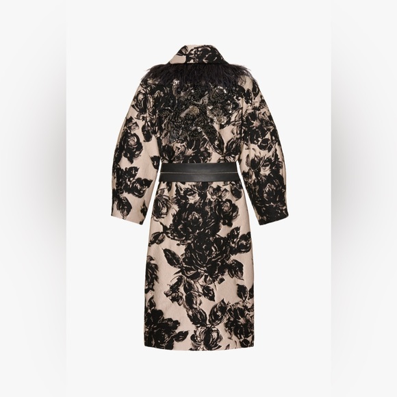 Zara | Jackets & Coats | Zara Atelier Black Shadow Coat Ostrich Floral ...